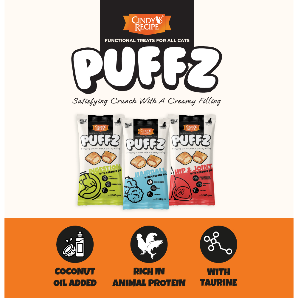 Cindys Recipe Puffz 60gm - ( Chicken / Salmon / Hairball / Hip & Joint ...