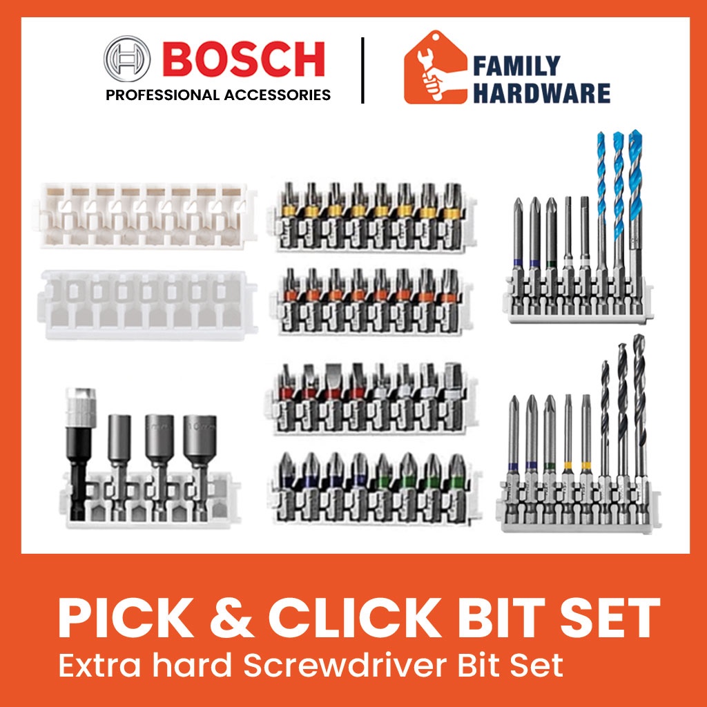 BOSCH Pick and Click Extra Hard Screwdriver Bit Set Hex-9 Multi ...