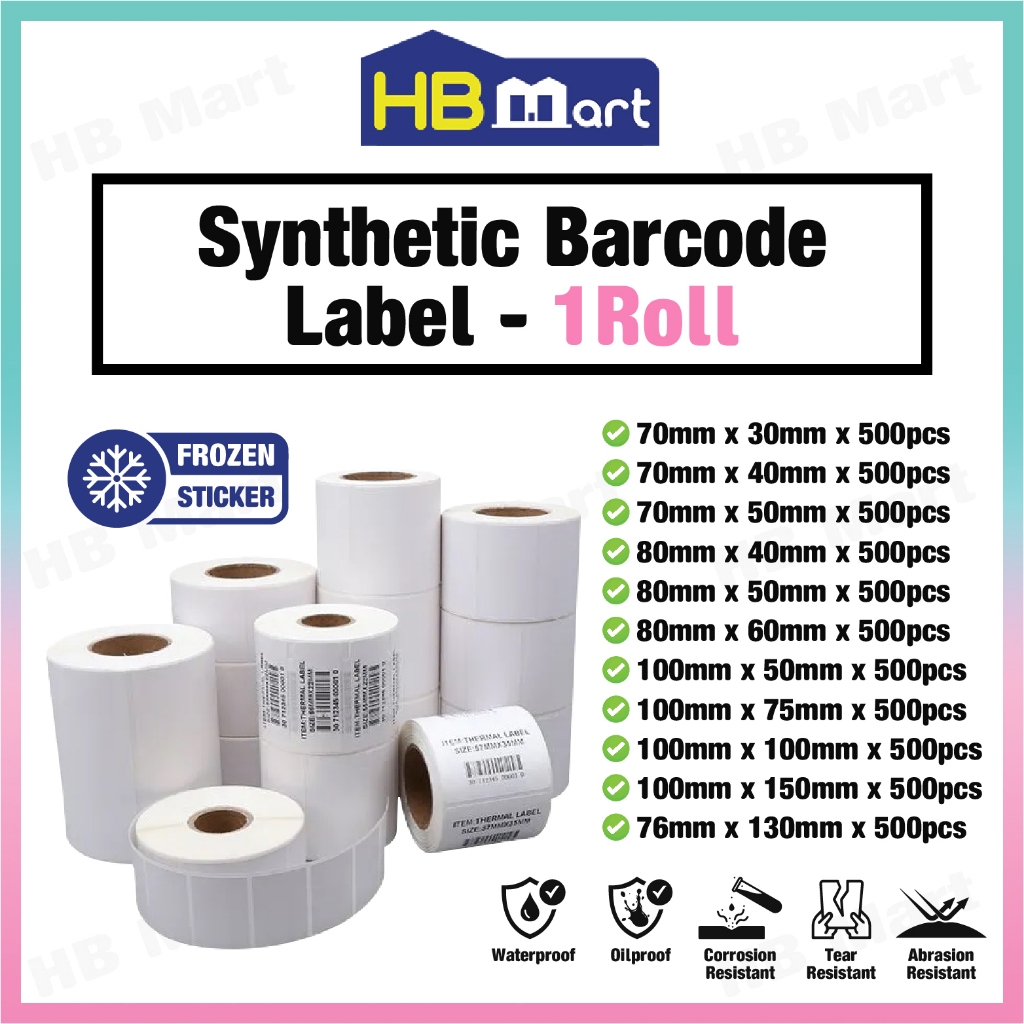 20 Size Waterproof Synthetic Barcode Label Stickers Kalis Air High ...