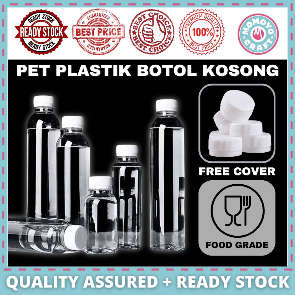 Momoyocraft Botol Kosong Plastik Plastic Bottle Empty Bottle Water Botol Air Plastik 500ml 250ml ...