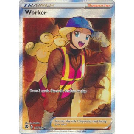 Pokemon tcg Worker - 195/195 - Full Art Ultra Rare Sword & Shield ...