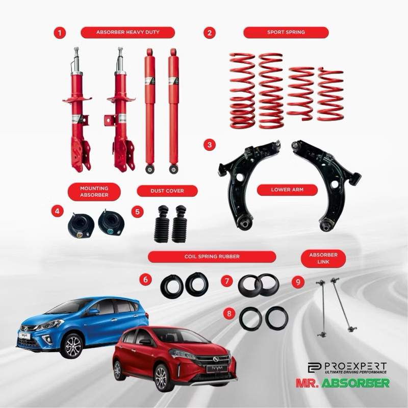 PERODUA MYVI D20N 3RD GEN FACELIFT ABSORBER SPORT SPRING SET COMBO ...