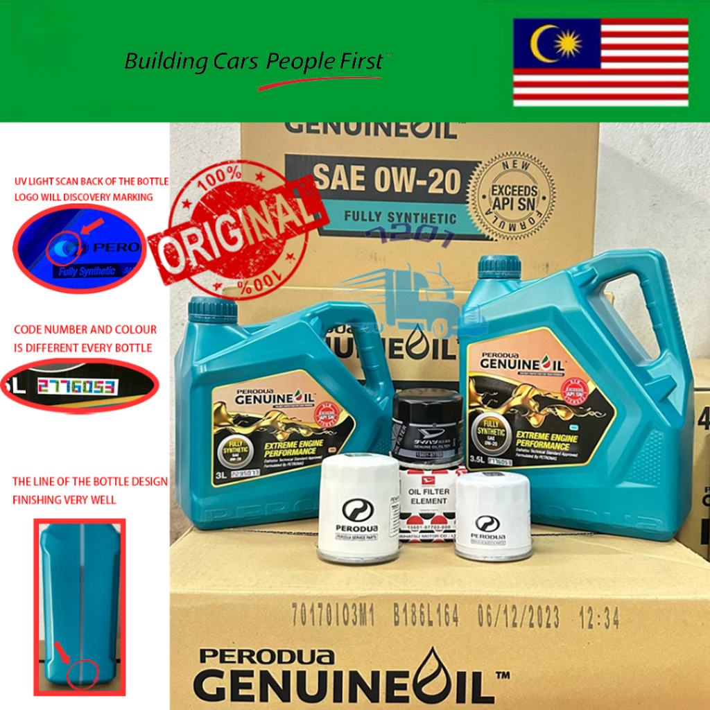 NEW 100%ORIGINAL PERODUA FULLY SAE ENGINE OIL 0W20 3.5L/3.0L Axia/Bezza ...