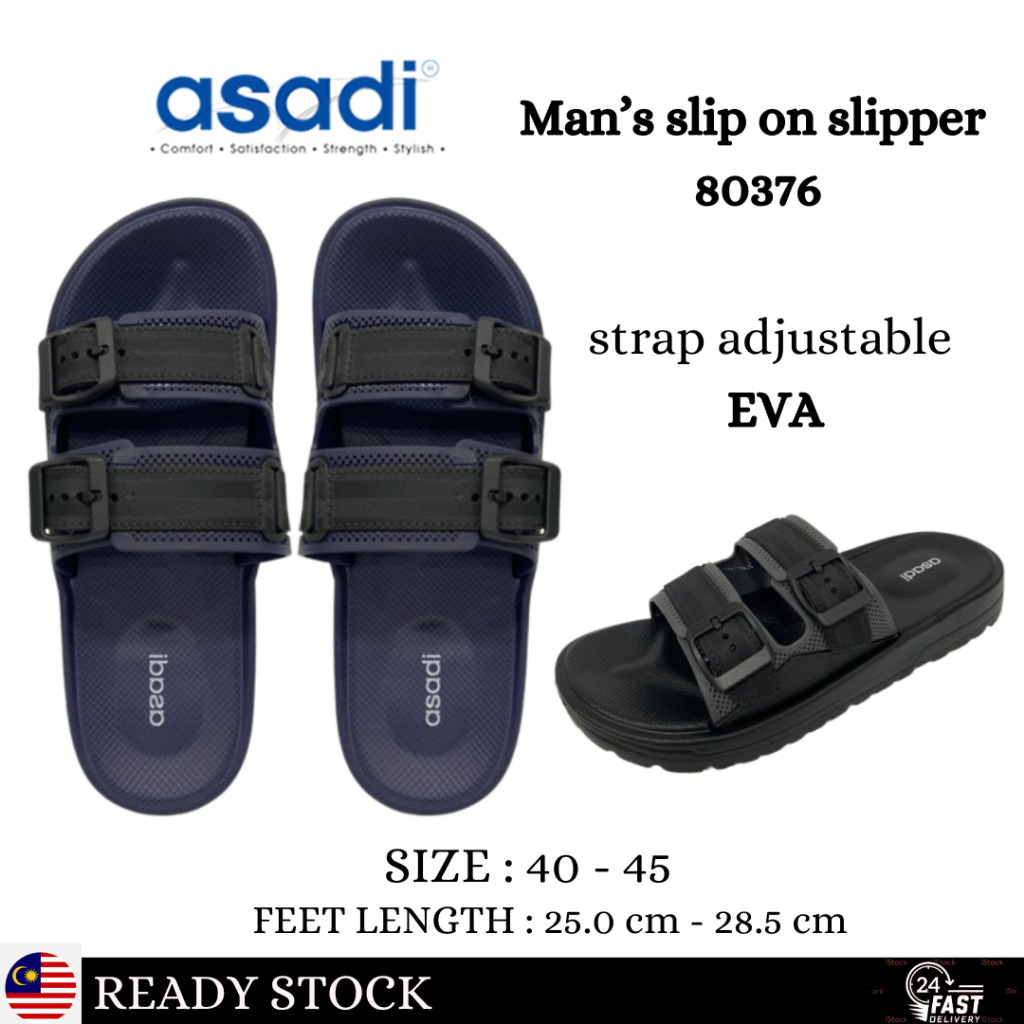asadi Man's EVA slip on slipper 80376 Strap Adjustable | Kasut ringan ...