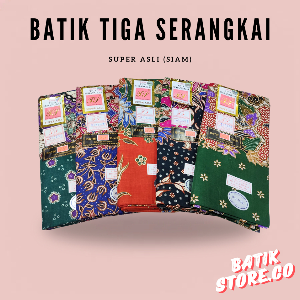 KAIN BATIK TIGA SERANGKAI SUPER ASLI SIAM MATERIAL KAPAS/COTTON ...