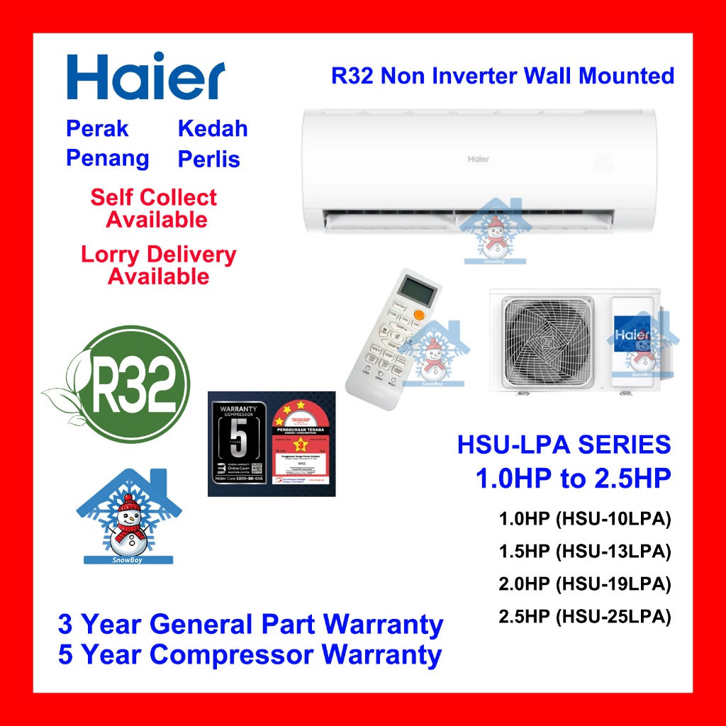 HAIER R32 Non Inverter Air-conditioner AIRCOND 1.0HP 1.5HP 2.0HP 2.5HP ...