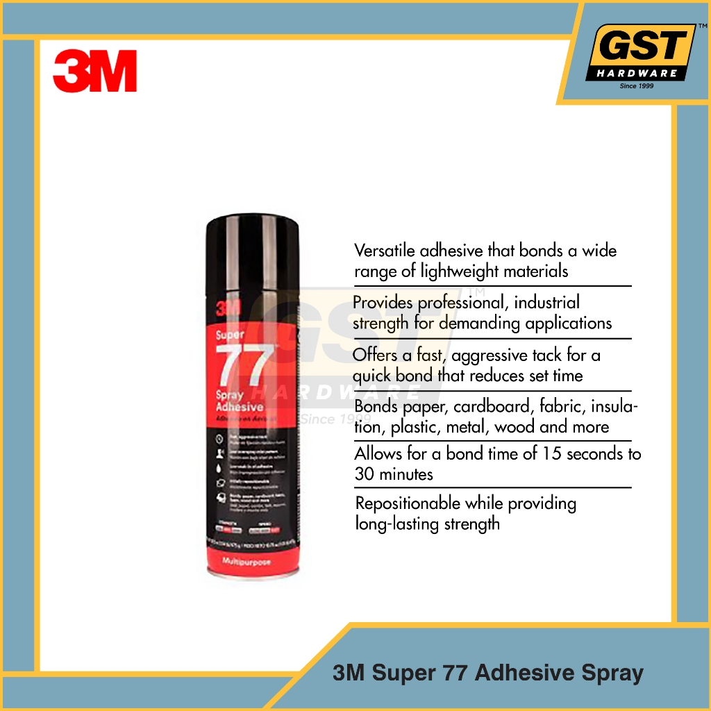 3M Super 77 Multi Purpose Spray Adhesive Aerosol Spray Glue Strong Bond ...