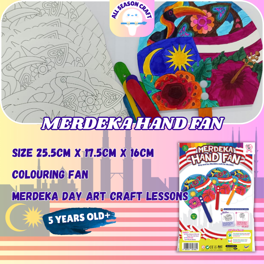 Kraf Kipas/ Merdeka Paper Fan Art Craft for Kids /Malaysia National Day ...