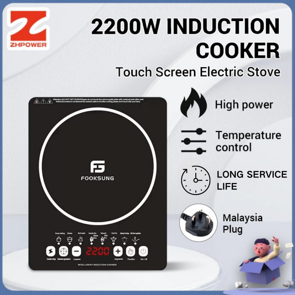 Induction Cooker Electric Stove 2200W 3 Pin Plug Touch Screen ...
