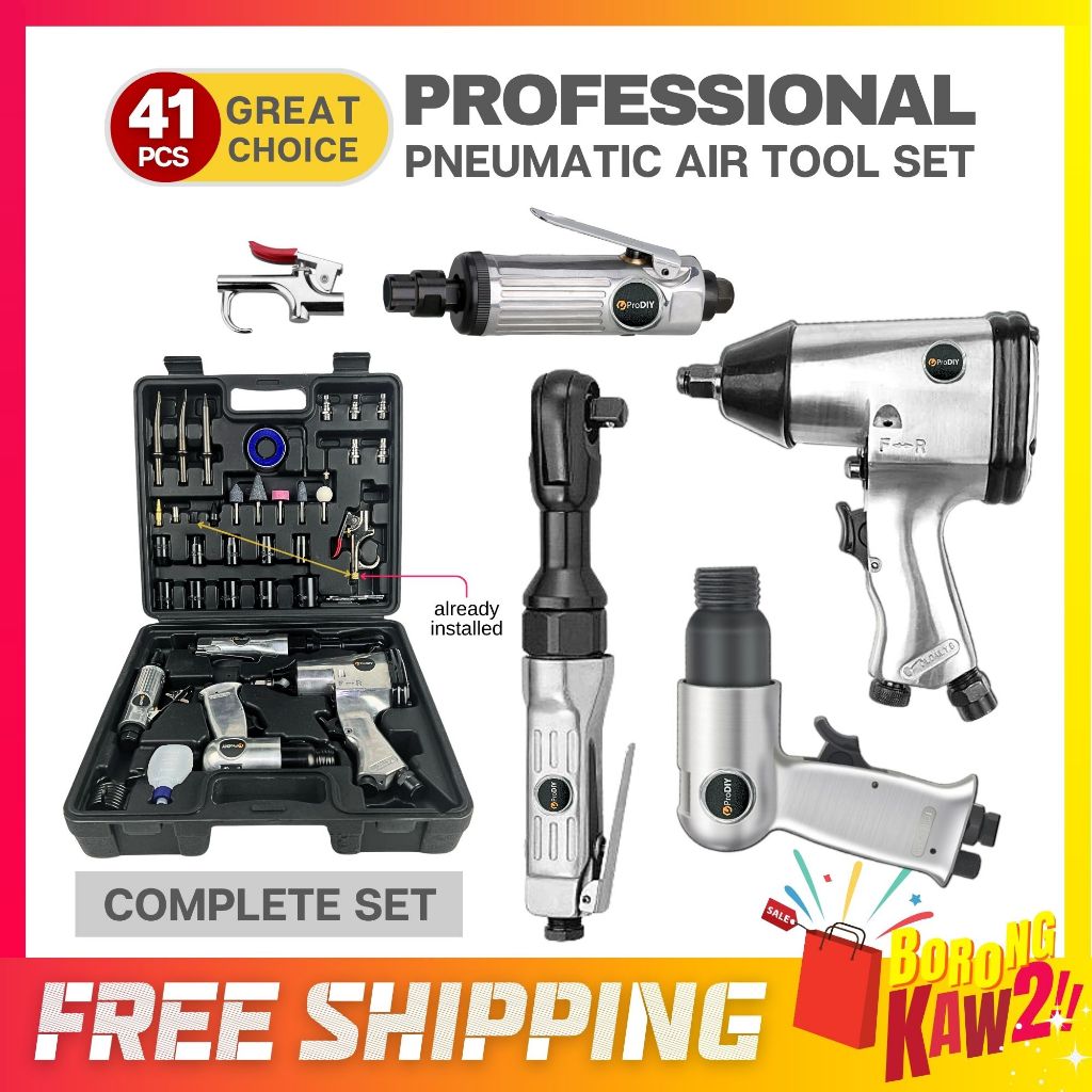 41pcs Air Tool Pneumatic Tool Kit Air Impact Wrench Air Die Grinder Air ...