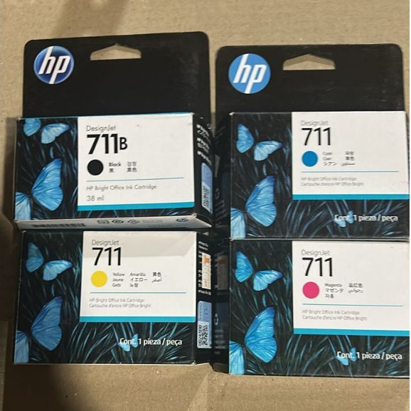 HP 711B Black / 711 Cyan/Magenta/Yellow DesignJet Ink Cartridge 100% ...