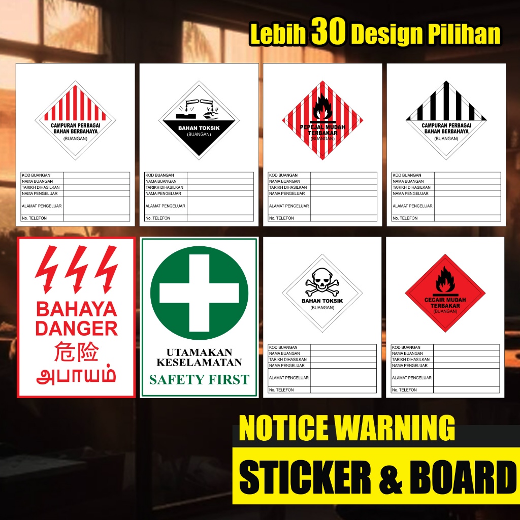 WARNING SIGNAGE DANGER CAUTION SIGNAGE STICKER BAHAYA DANGER STICKER ...