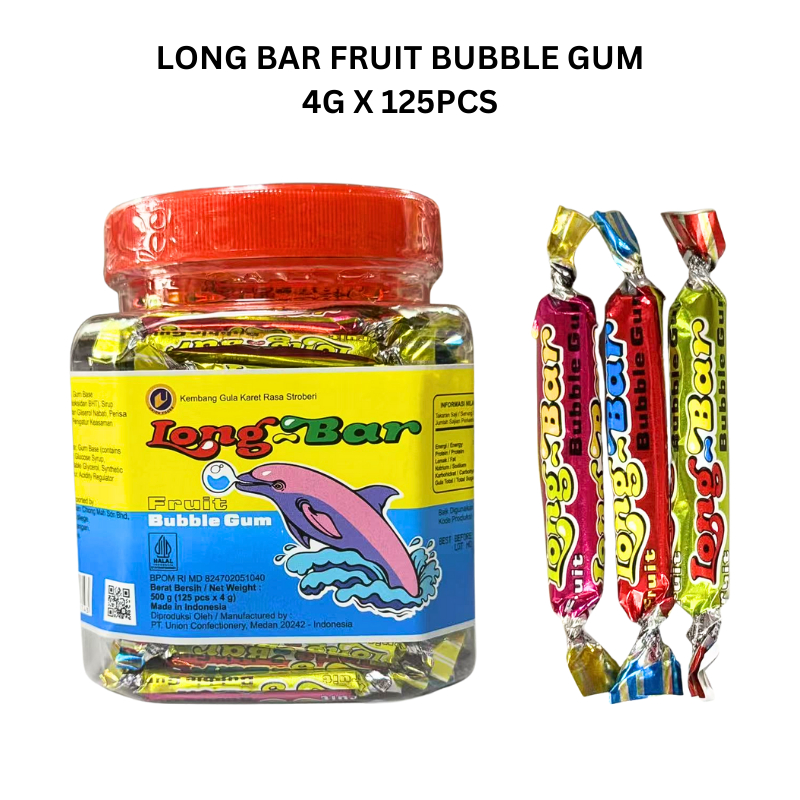 Halal LONG BAR FRUIT BUBBLE GUM 4G X 125PCS (Gula Getah) | Shopee Malaysia
