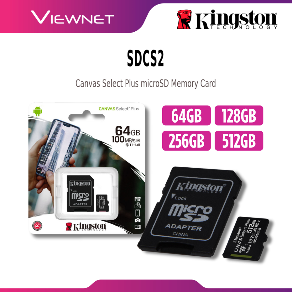 KINGSTON SDCS2 CANVAS SELECT PLUS MICRO SD MEMORY CARD WITH ANDROID A1 PERFORMANCE CLASS - 256GB ...