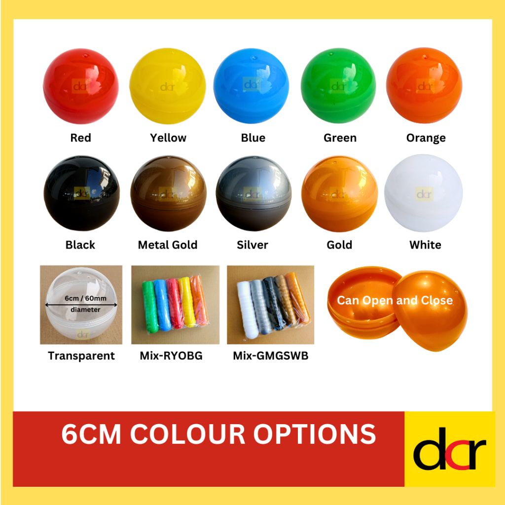 5pcs 60mm 6cm Capsule Ball Lucky Draw Ball Transparent Gashapon Empty ...