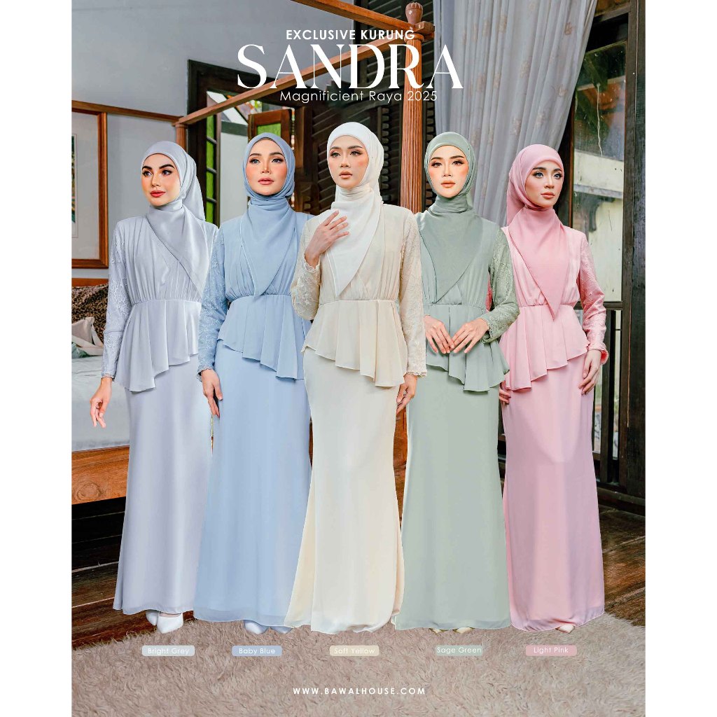 Baju Sandra Dress Premium Chiffon With Full Lining Magnificent Raya ...