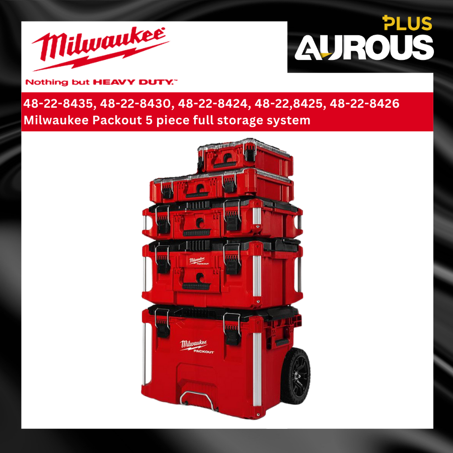 MILWAUKEE PACKOUT 5 PIECES FULL STORAGE SYSTEM (48-22-8435,48-22-8430 ...