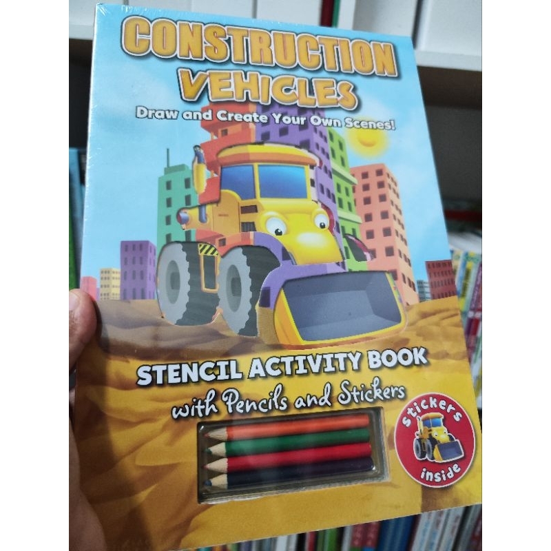 Construction vehicles stencil activity book | Shopee Malaysia