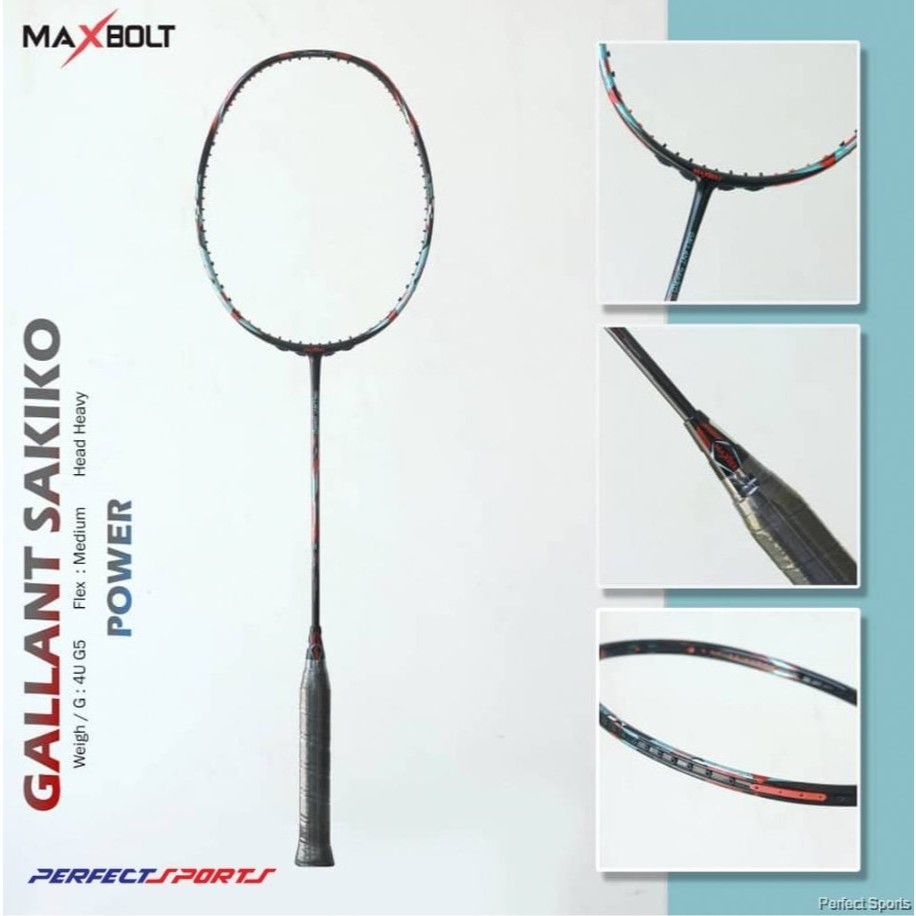 [Free String + Grip + Cover] Maxbolt Gallant Sakiko Black Badminton ...