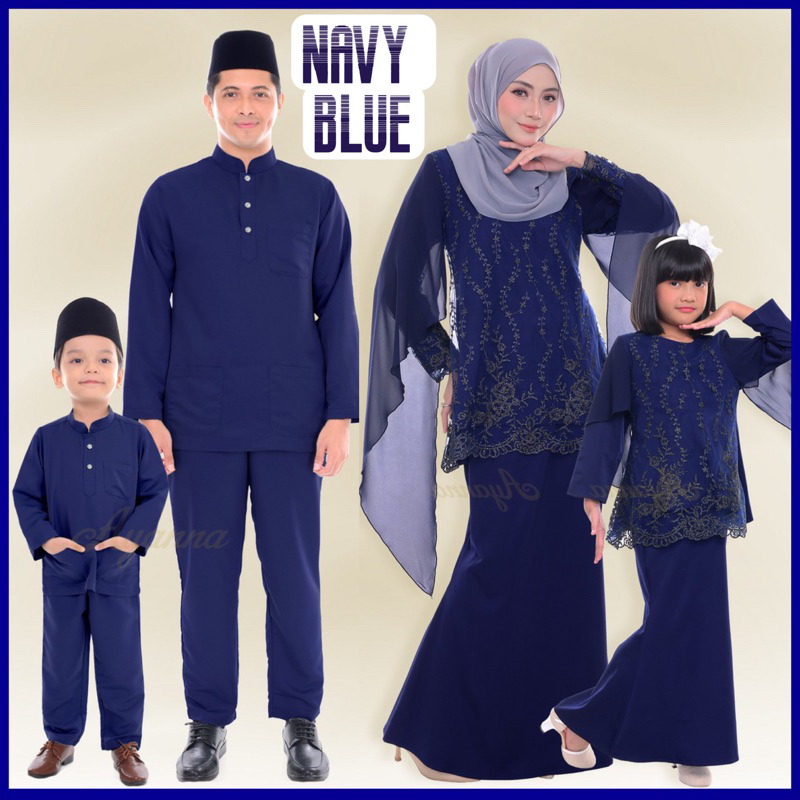 Baju Raya Sedondon Color Navy Blue Baju Kurung Dan Baju Melayu 2025 ...