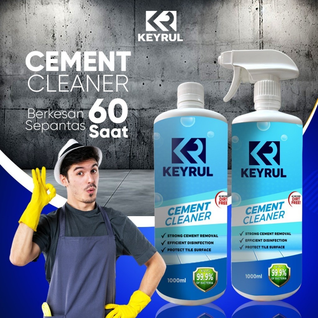Keyrul Cement Cleaner 1 Litre Floor & Tiles Cleaner NEW LOOK | Shopee ...