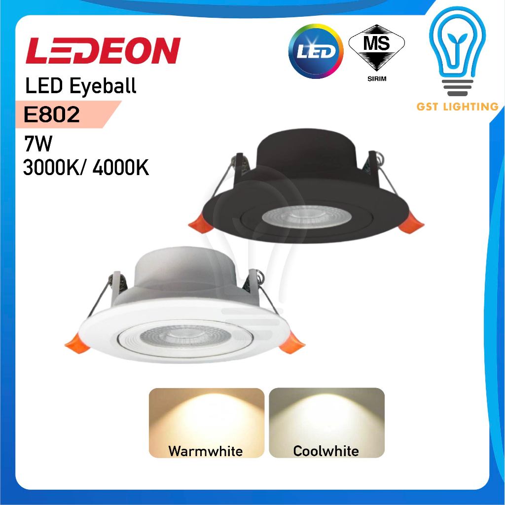 LEDEON E802 7w Eye Ball LED Indoor Spot Light Coolwhite / Warm White ...