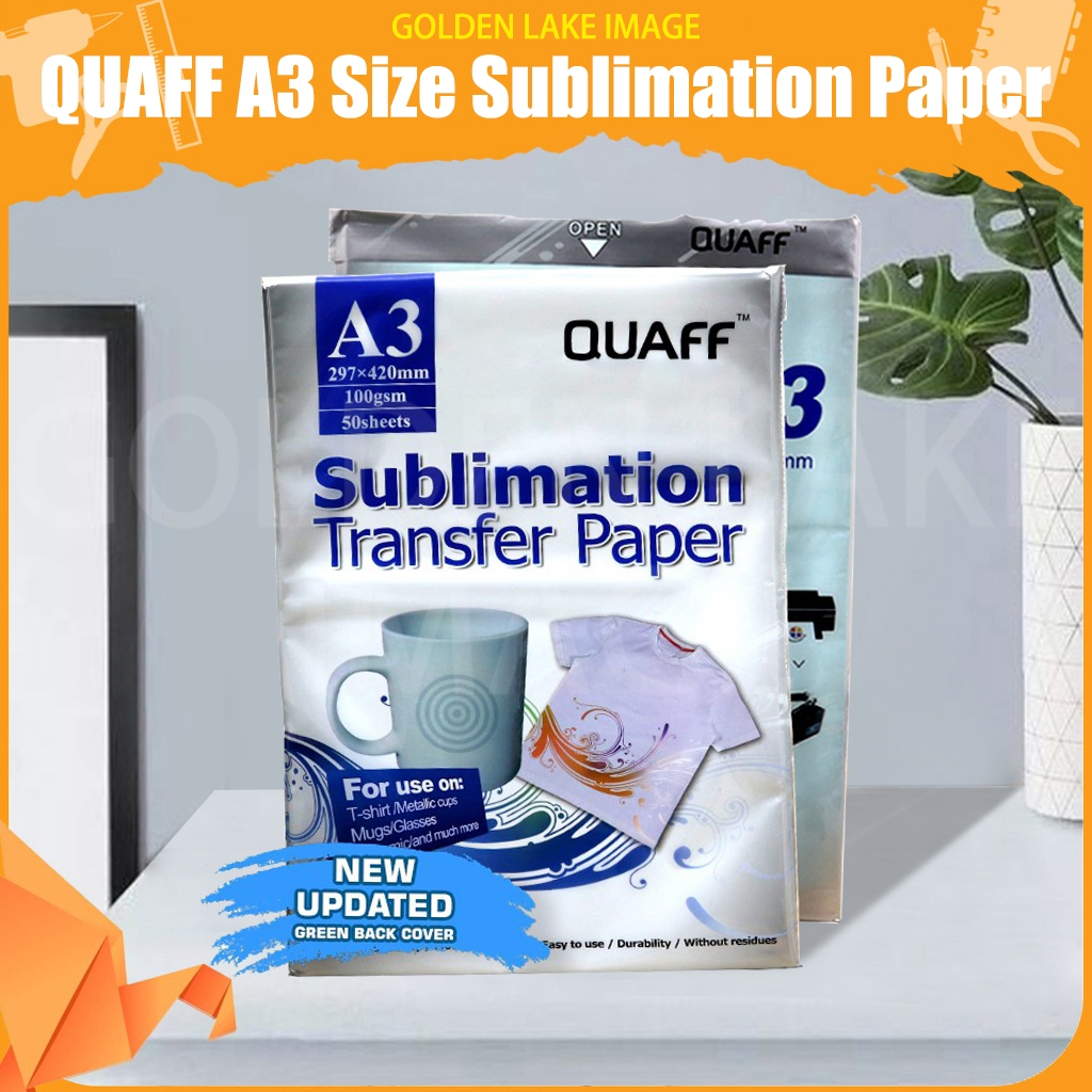 Quaff A3 Size Sublimation Transfer Printing Paper White Side Printing 100 GSM 50 Sheets ...