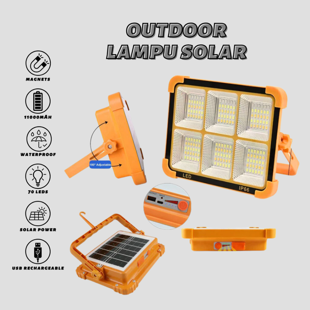 Solar LED Lampu Waterproof Rechargeable With USB Charge Emergency For ...
