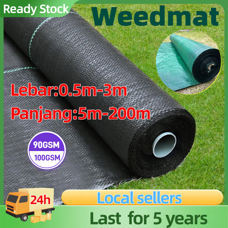 90GSM/100GSM 5m-200m Hijau/Hitam Weedmat Weed Mat Heavy Duty Plastik ...