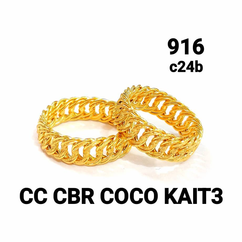 Wing Sing Cincin Coco Kait 3 Pasir Emas 916 916 Gold Fashion Ring ...