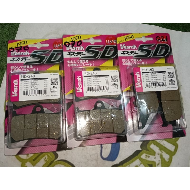 Vesrah Brake Pad Yamaha MT09 (2016-2021) / MT07 (2014--2021) | Shopee ...