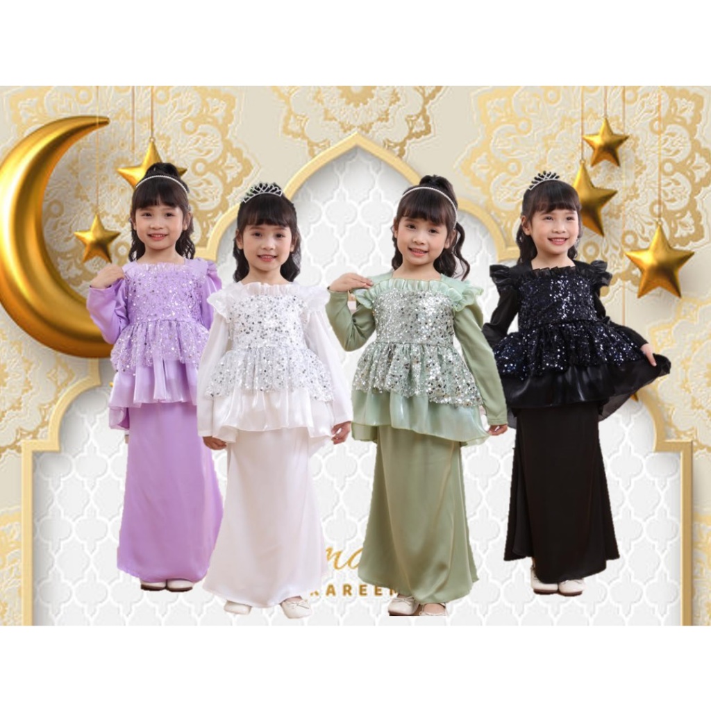 2025 Baju Raya Cool Elves Design Sequin Baju Peplum Kurung Kanak-Kanak ...
