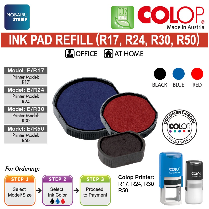 Ink Pad/Cartridges Refill for Self Inking Stamps - COLOP Printer Round R50, R40, R30, R24 & R17 ...