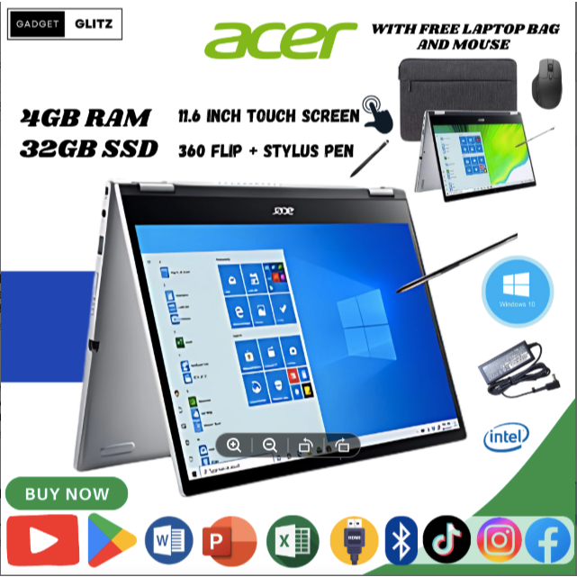 (Refurbished) Acer R11 Touch Screen flip Design Windows Laptop 4GB RAM ...