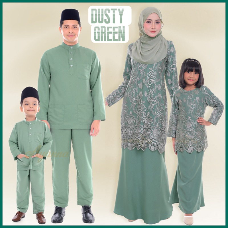 Baju Raya Color Dusty Green Baju Kurung dan Baju Melayu Sedondon Raya ...