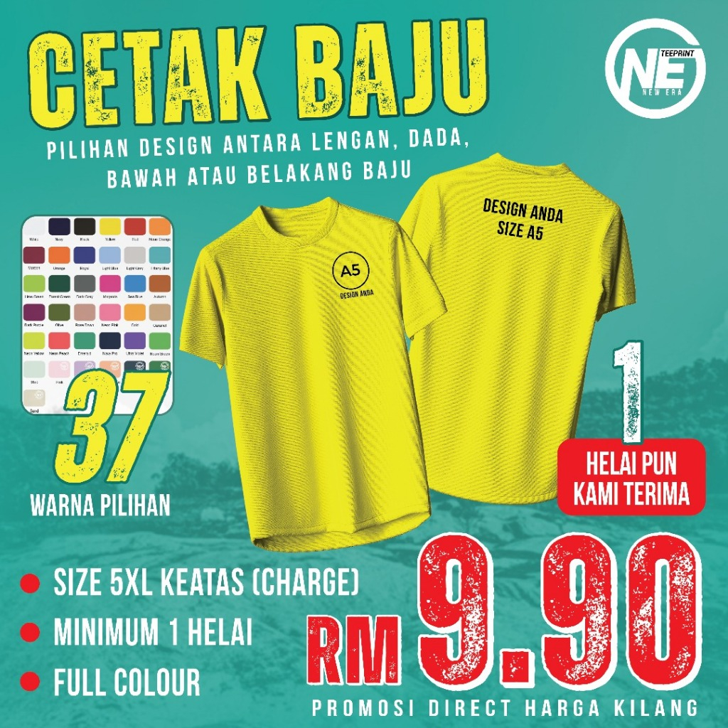 BAJU MICROFIBRE + CETAK LOGO @ WORDING SAIZ A5E | Shopee Malaysia