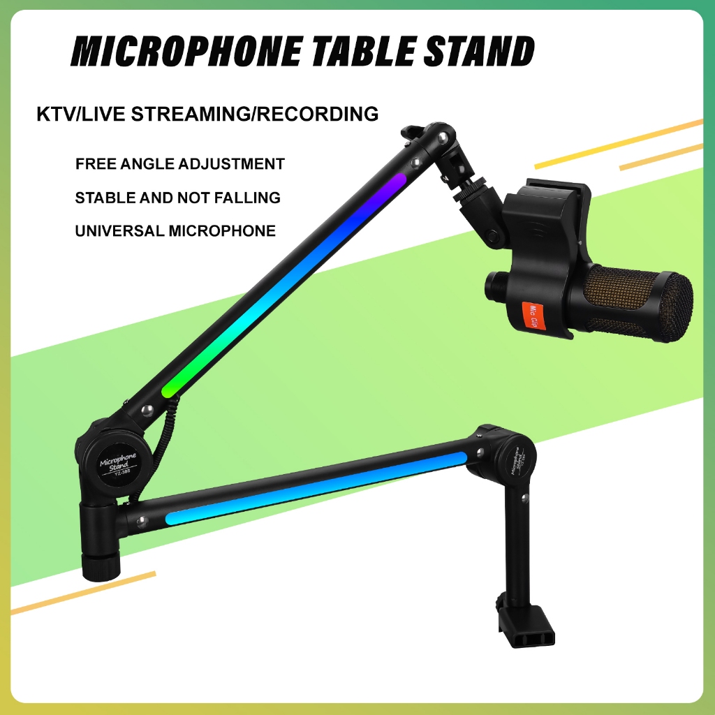 Desktop Arm Holder for Microphone Stand Computer Mic Stand with RGB ...