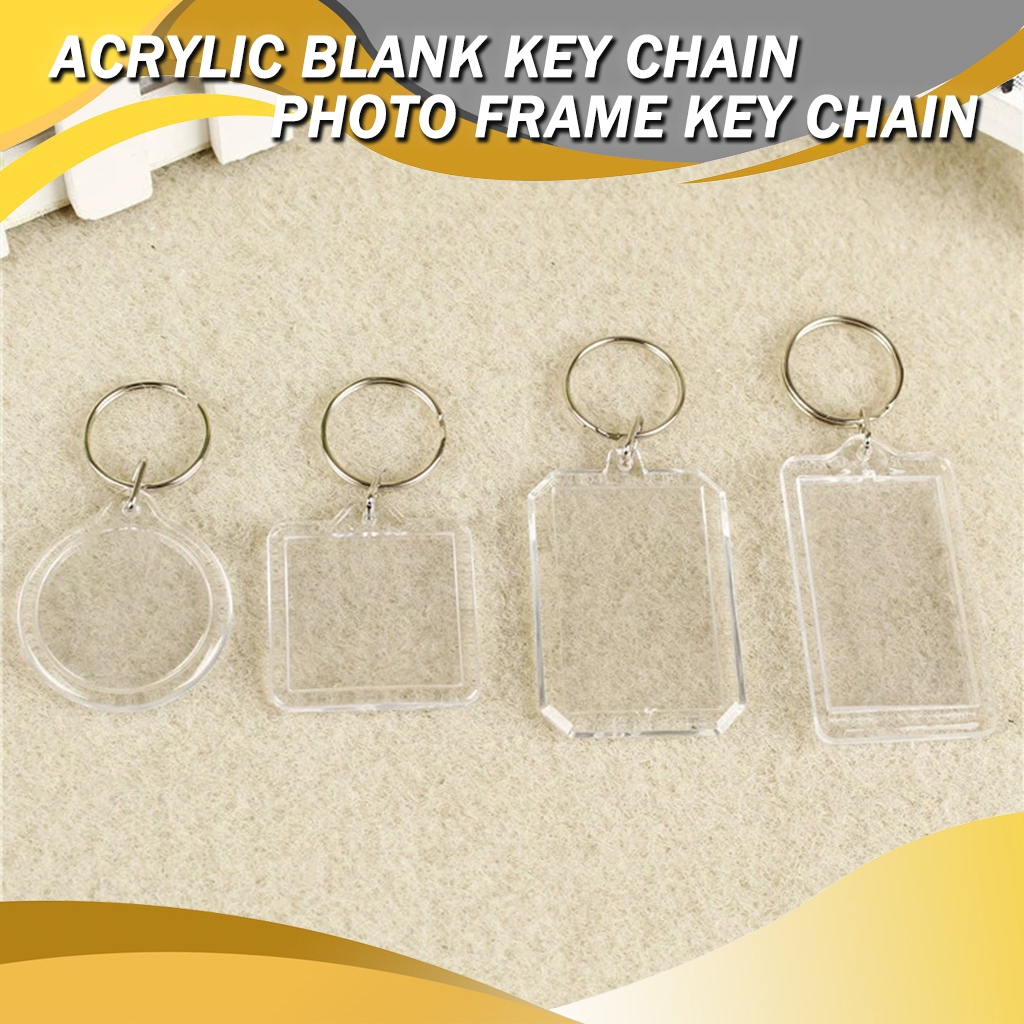 1Pc Photo Frame Keychian Acrylic Picture Frame Keyring DIY Split Ring ...