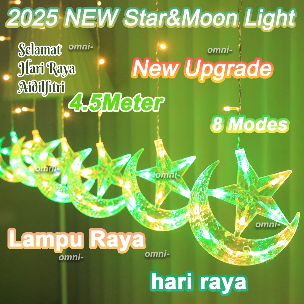 🌙hari raya light🌙Lampu Raya Decorative Lights Yellow Green Star And ...
