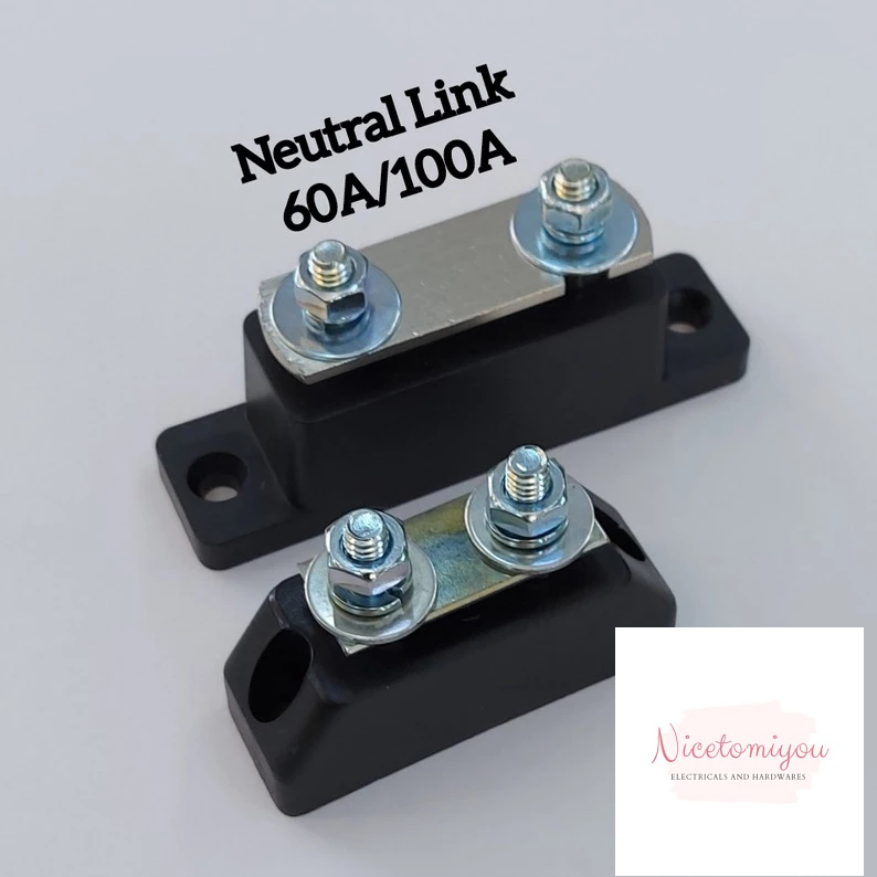 60A / 100A DOUBLE HEAD NEUTRAL LINK CONNECTOR BAR (BLACK) C/W BUSBAR BOLT & NUT | Shopee Malaysia