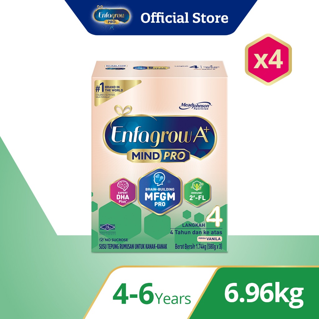 Enfagrow A+ Step 4 - Vanilla Susu Milk Formula Powder (6.96kg) | Shopee ...