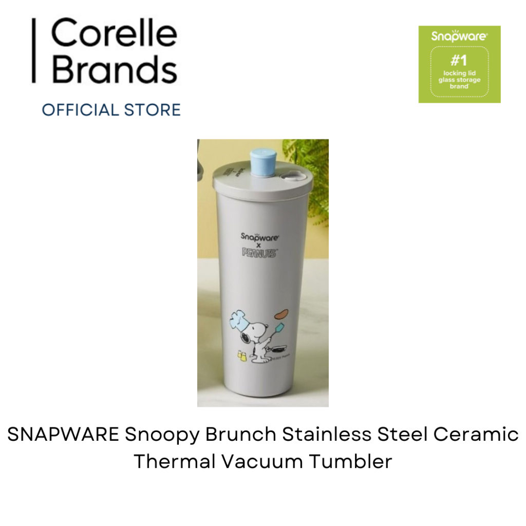SNAPWARE Snoopy Brunch Stainless Steel Ceramic Thermal Vacuum Tumbler 850ml - SN-WZ850SPBR/SG ...