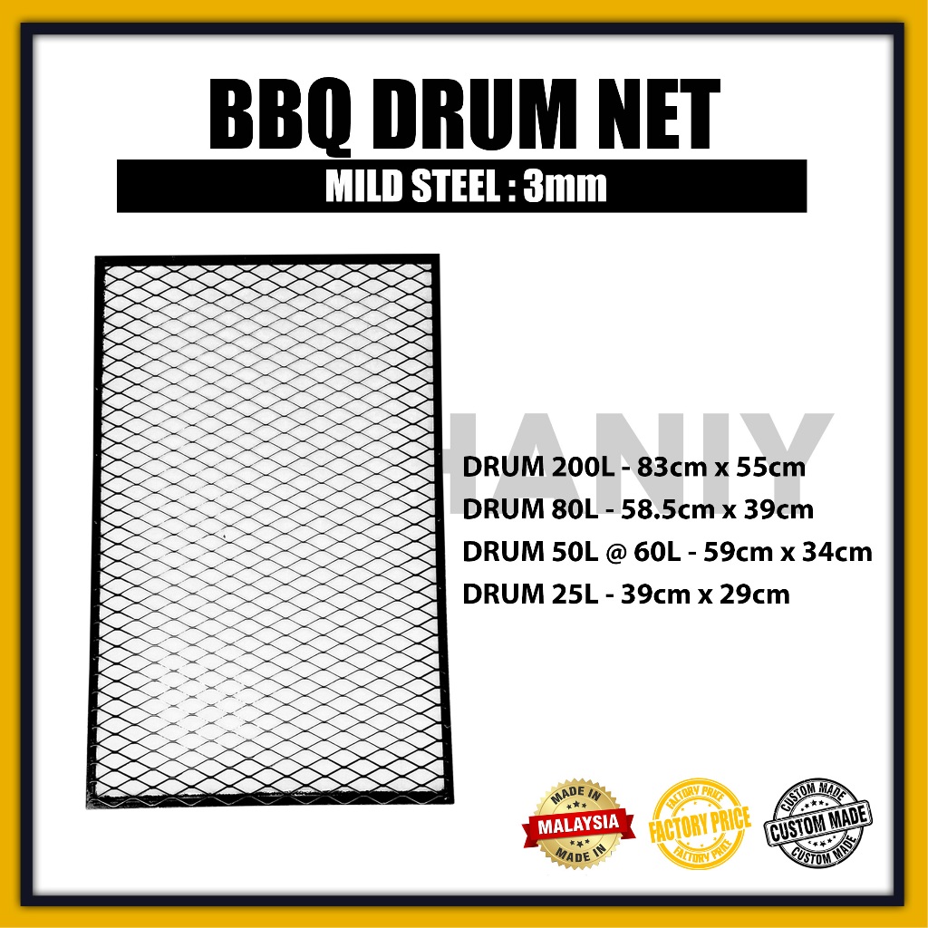 BBQ Grill Tong Drum Grill Net Jaring Mild Steel And Stainless Steel ...
