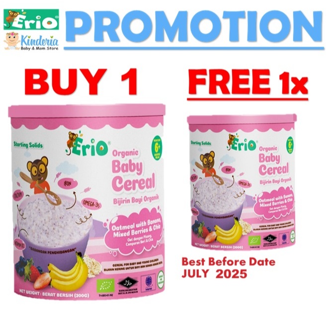 BUY 1 FREE 1 - Erio Organic Baby Cereal - Oatmeal with Banana, Mixed ...