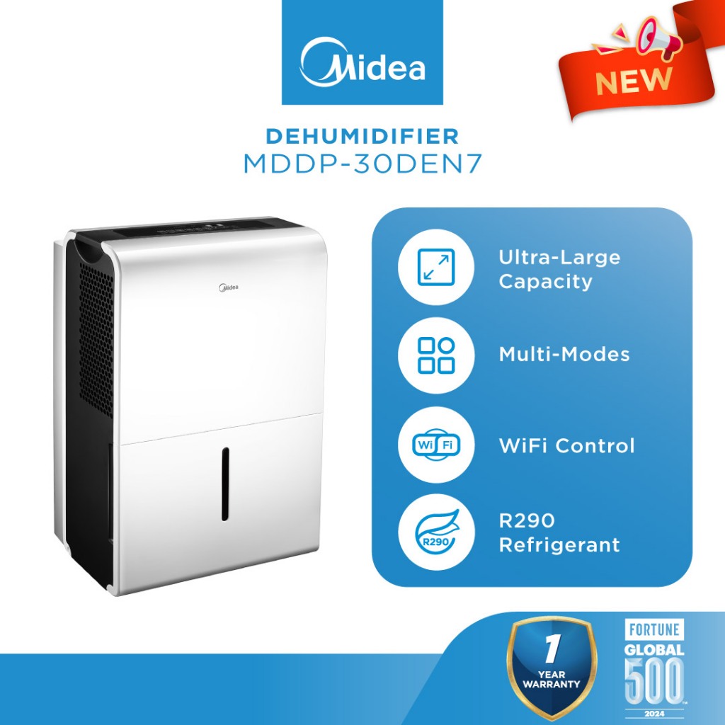 Midea ( MDDP-30DEN7 / MDDP-50DEN7 ) Smart Dehumidifier With Large ...