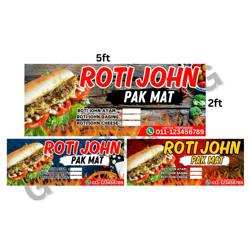 ROTI JOHN CUSTOM SIZE Banner Bazar Ramadhan 2ft x 5ft Free 4 hole ...