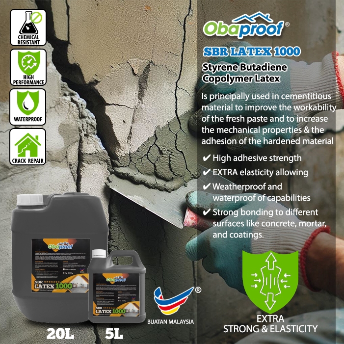 5L / 20L OBAPROOF SBR LATEX 1000 - Styrene Butadiene Copolymer Latex ...