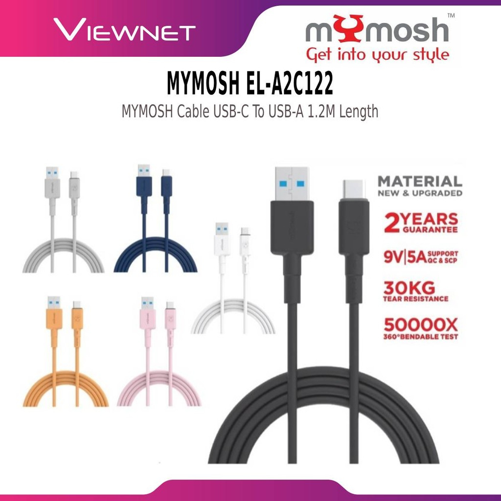 MYMOSH EL-A2C122 CABLE TYPE C USB-C TO USB-A 1.2M SUPER CHARGE / 30KG ...