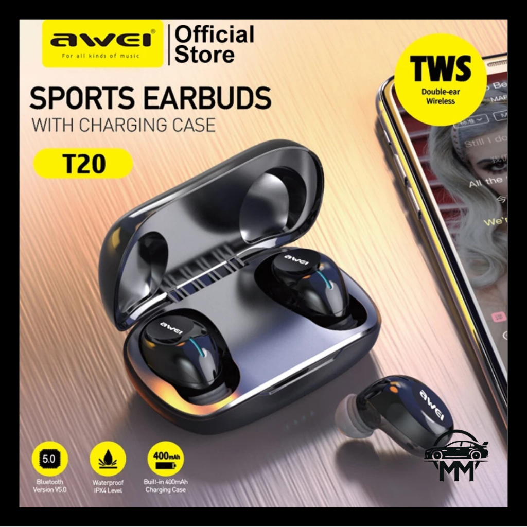 Awei T20 TWS In Ear Mini Earbuds Gaming Bluetooth 5.3 Quality Sound ...