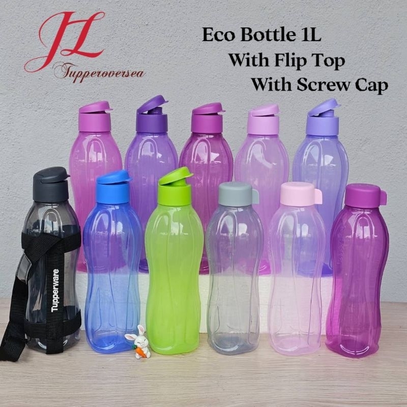 Tupperware Eco Bottle 1L Flip Top / Screw Cap (with or without strap ...